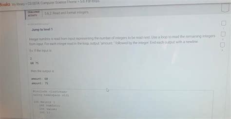 Solved Jump To Level 1 Integer Numints Is Read Frominput