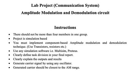 Solved Lab Project Communication System Amplitude Chegg