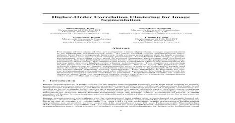Higher Order Correlation Clustering For Image Segmentation · Higher