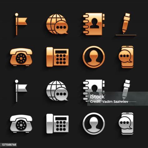 전화 지우개 연필 채팅 메시지 알림 계정 화면 만들기 주소록 위치 마커 및 음성 버블 아이콘으로 만든 월드 맵을 설정합니다 벡터 검은색에 대한 스톡 벡터 아트 및 기타