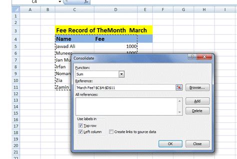 Consolidation In Ms Excel