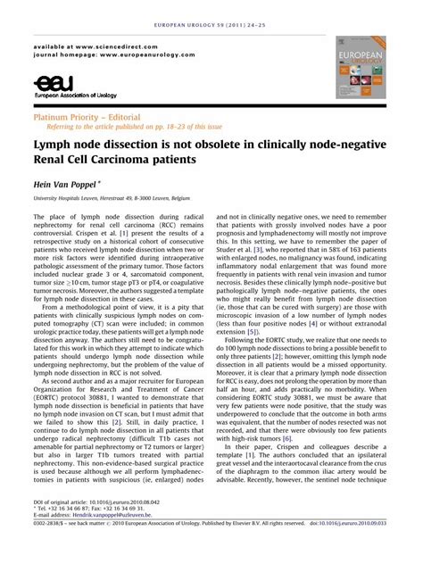 Pdf Lymph Node Dissection Is Not Obsolete In Clinically Node Negative Renal Cell Carcinoma