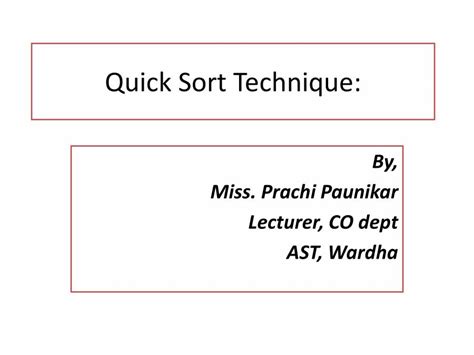 Quick Sort Technique In Data Structure Powerpoint Slides Learnpick