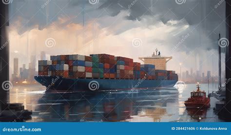 Intermodal Transportation Line Icons Collection Containerization Efficiency Railways