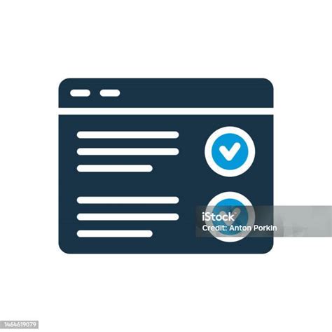 웹 브라우저 실루엣 아이콘입니다 온라인 시험 응시 시험 설문지 또는 체크리스트 인터넷 온라인 양식 설문 조사 아이콘입니다 온라인 교육 및 E러닝 개념 벡터 격리 된 그림