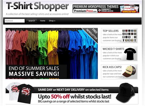 T Shirt Shop Theme Wordpress Shopping Cart