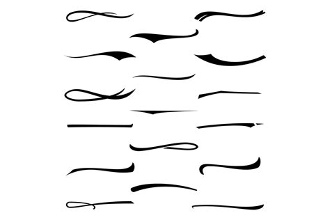 underline set lettering lines isolated on white background ink handmade elements for
