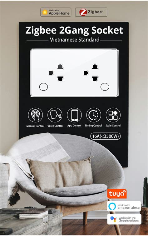 Zemismart Zigbee Smart Socket Touch 2gang Outlet Tuya App Timer Socket Wall Plug Power