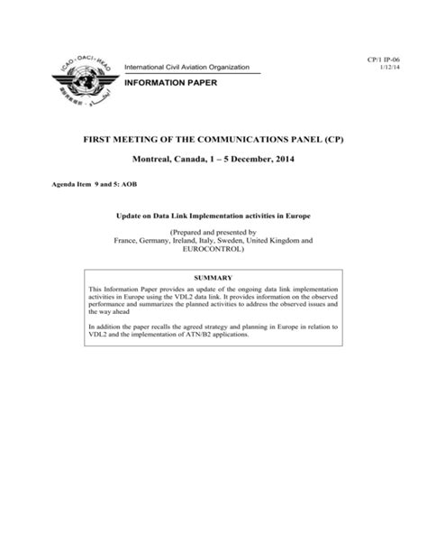 Update On Data Link Implementation Activities In Europe