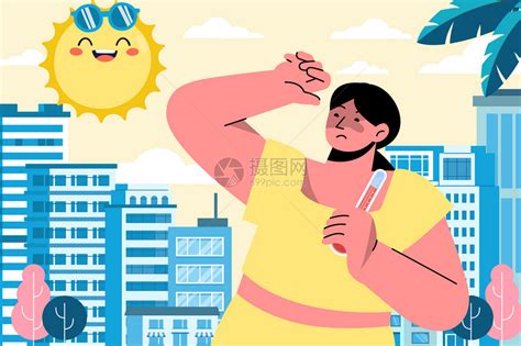 夏季高温女孩中暑插画图片下载 正版图片402612988 摄图网