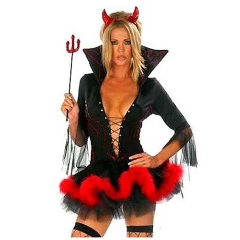 Sexy Devil Costume For Women Ladies Fancy Dress With Horns