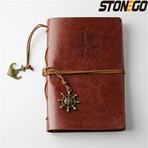 Stonego 1pc Spiral Notebook Retro Diary Antique Pirate Anchor Pu Leather Notebook A6 Replaceable