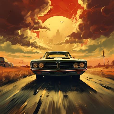Premium Ai Image Dodge Car Poster