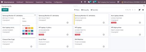 Equipments In Odoo 16 Maintenance App Odoo V16 Enterprise Edition Book