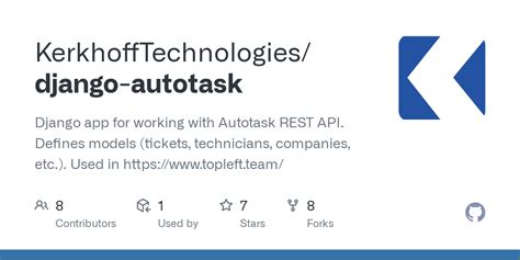 Github Kerkhofftechnologies Django Autotask Django App For Working With Autotask Rest Api