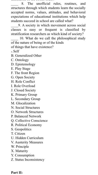 Part I The Following Are 10 Matching Problems There