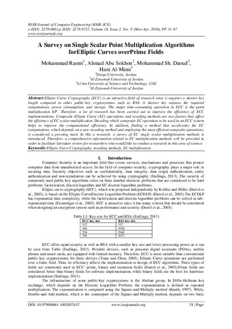 Pdf A Survey On Single Scalar Point Multiplication Algorithms Forelliptic Curves Overprime Fields