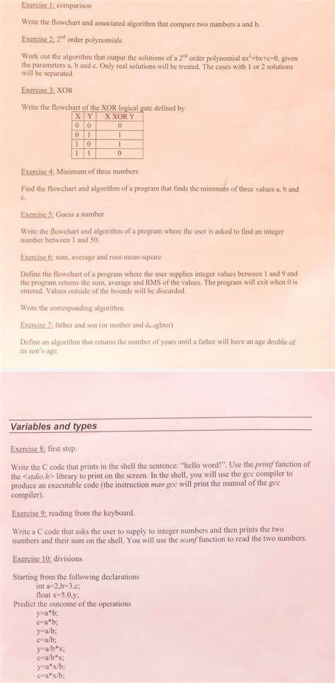 Exercise 1 Comparison Write The Flowchart And Associated Algorithm That Compare Two Numbers A