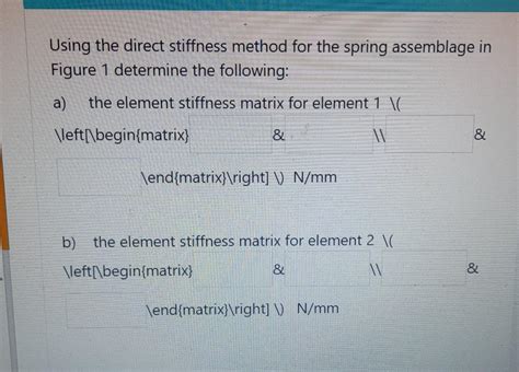 Using The Direct Stiffness Method For The Spring Chegg