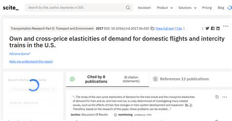 own and cross price elasticities of demand for domestic flights and