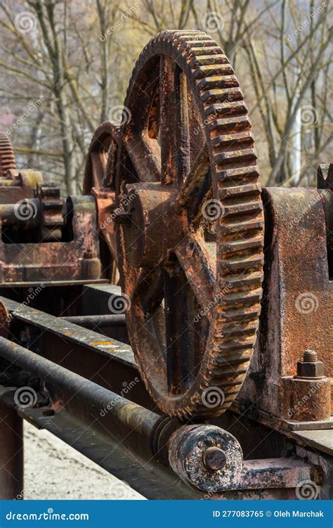 Separate Metal Elements Of The Gateways Of The Ancient Dam Of The Mill Stock Image Image Of