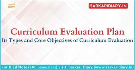 Curriculum Evaluation Plan Its Types And Core Objectives Of Curriculum Evaluation