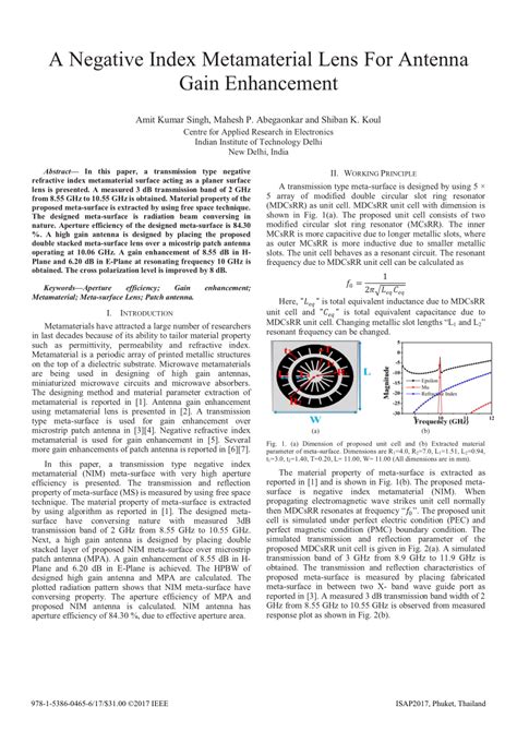 Pdf A Negative Index Metamaterial Lens For Antenna Gain Enhancement