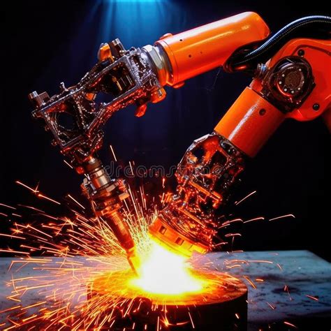 Robotic Arm Welding Precise Metal Joints With High Speed Torch Generative Ai Stock Illustration