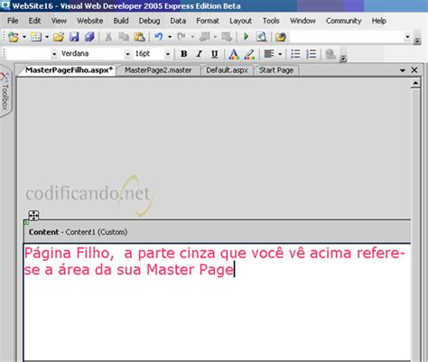 Master Pages No Visual Web Developer 2005