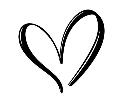 Hand Drawn Heart Love Sign Romantic Calligraphy Vector Illustration