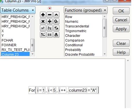 Using Loops In Formula JMP User Community