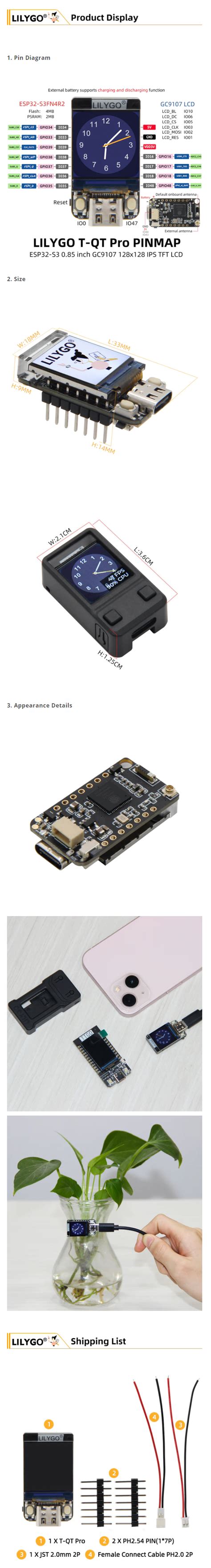 Lilygo® T Qt Pro 8mb 개발보드 디바이스마트