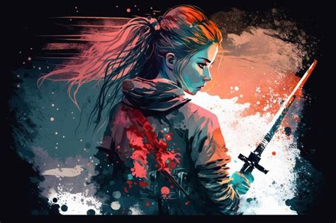 Premium Ai Image A Girl Holding A Katana