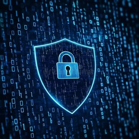 Shield With An Open Lock Icon In The Center Surrounded By Binary Coderepresenting Data Or