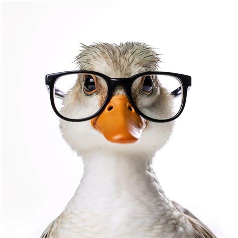 Premium Ai Image A Duck With Glasses And A Black Rimmed Eyeglasses