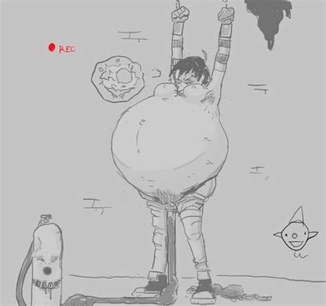 Rule 34 About To Burst About To Pop Air Inflation Air Tank Arms Above Head Belly Button Belly