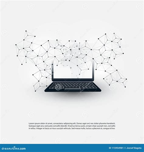 Abstract Cloud Computing And Global Network Connections Concept Design With Laptop Computer