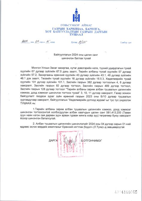 Байгууллагын 2024 оны бүтэц орон тоо цалин санг батлах тухай