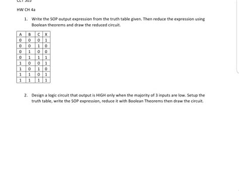 Solved Ler Hw Ch 4a 1 Write The Sop Output Expression From