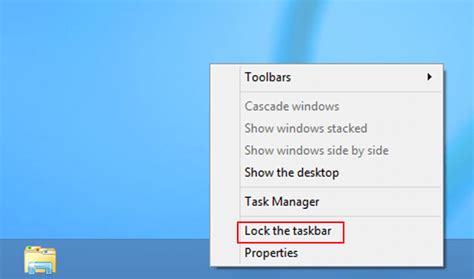 Two Ways To Lock And Unlock The Taskbar On Windows 8 8 1
