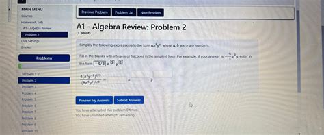 solved main menucourseshomework setsa1 ﻿algebra