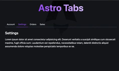 How To Create An Astro Tabs Component