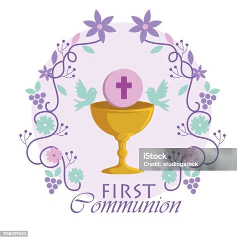 전통적인 행사에 거룩한 호스트와 나뭇 가지가있는 성배 성찬식에 대한 스톡 벡터 아트 및 기타 이미지 성찬식 천주교 영성