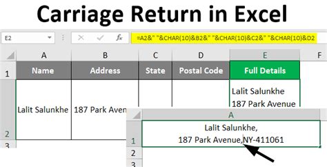 Carriage Return In Excel How To Insert Carriage Return In Excel
