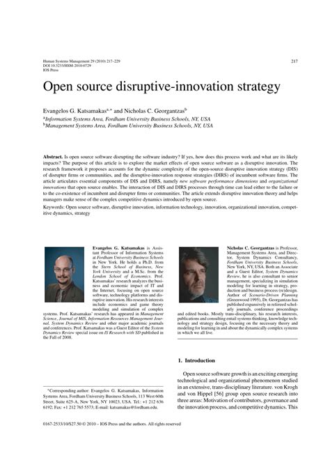 Pdf Open Source Disruptive Innovation Strategy