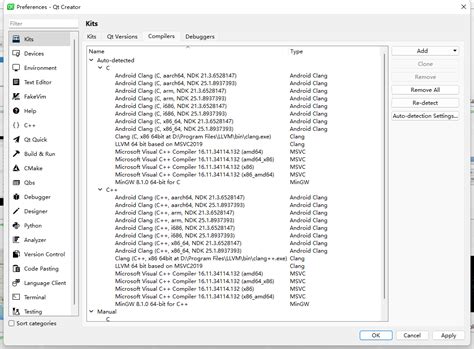 Failed To Detect The Abis Used By The Qt Version Check The Settings In