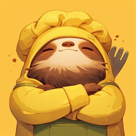 Premium Vector A Lazy Sloth Baker Cartoon Style