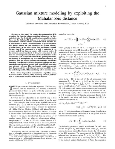 pdf gaussian mixture modeling by exploiting the mahalanobis distance