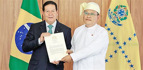 သံအမတ်ကြီး ဦးအောင်ကျော်ဇံမှ ဘရာဇီးလ်ဖက်ဒရယ် သမ္မတနိုင်ငံ၊ ဒုတိယသမ္မတထံ ခန့်အပ်လွှာပေးအပ