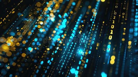 Binary Codes With Glowing Blue Digits Technology And Data Concept